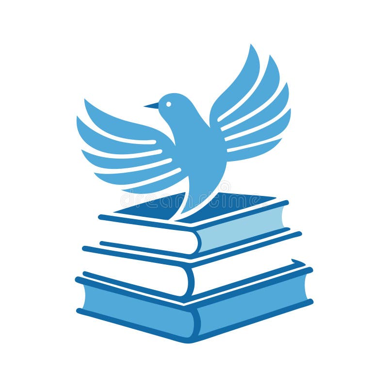 Education Logo: Bird on Books, Symbol of Learning and Knowledge Stock ...