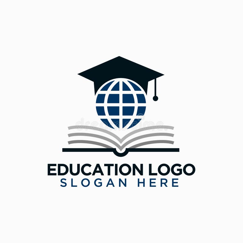 Education Logo Design Combination Book World and Graduation Hat Modern ...
