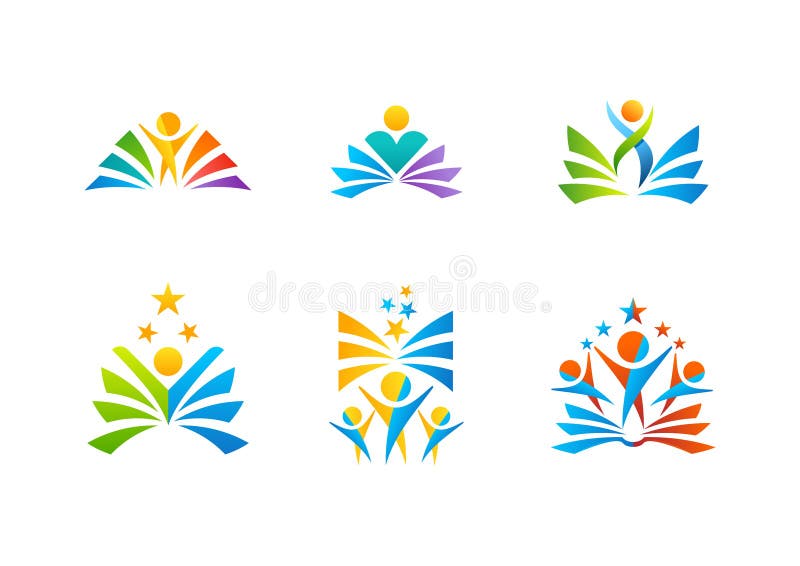 Education Logo, Iconic Symbol Vector Design Student Reading Books Stock ...