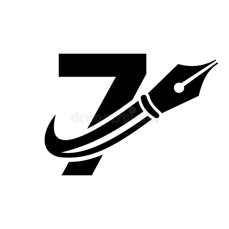 Education Logo on Letter 7 Concept with Pen Nib Vector Template Stock ...