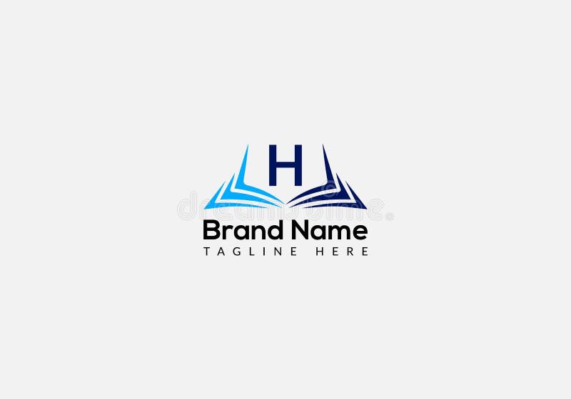 Education Logo on Letter H Template. Open Book Logo on H Letter ...