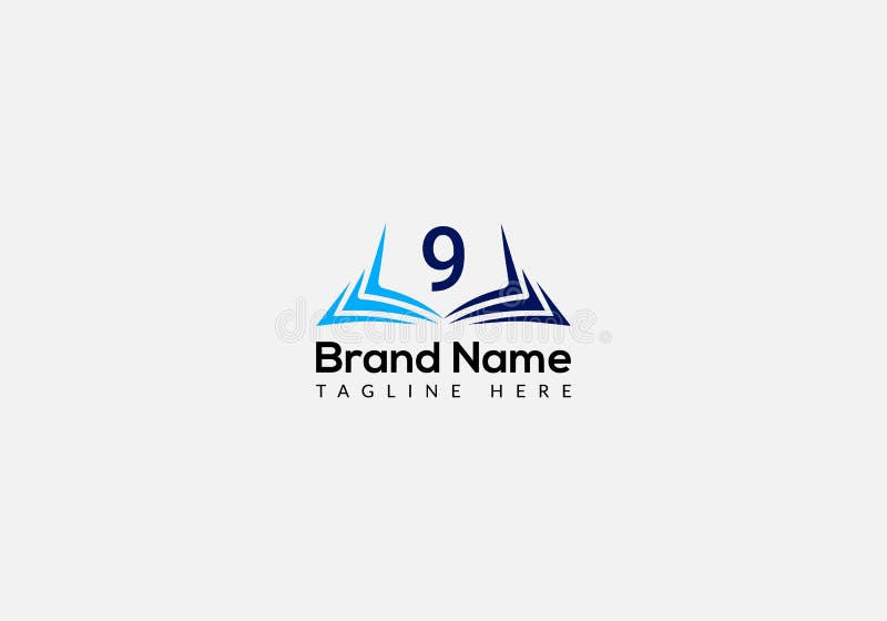 Education Logo on Letter 9 Template. Open Book Logo on 9 Letter ...