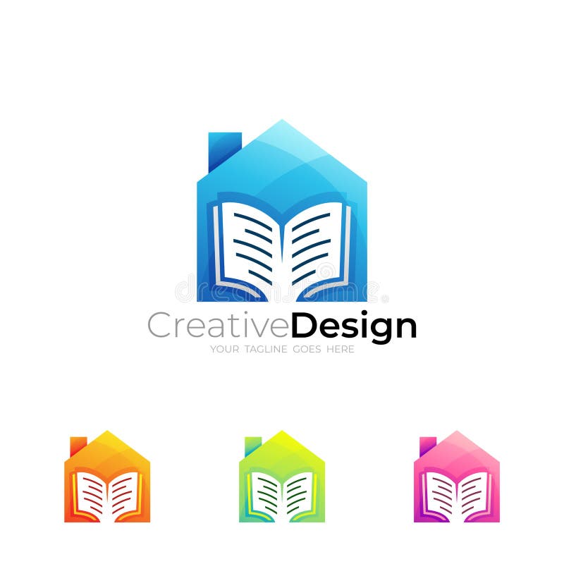 Education Logo Template, House and Book Logo Design Combination Stock ...