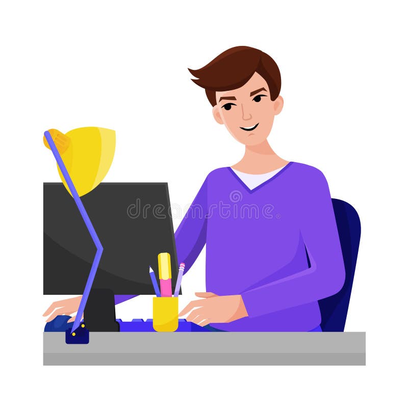 Education. Man is Learning Online Using Computer. Online Courses ...