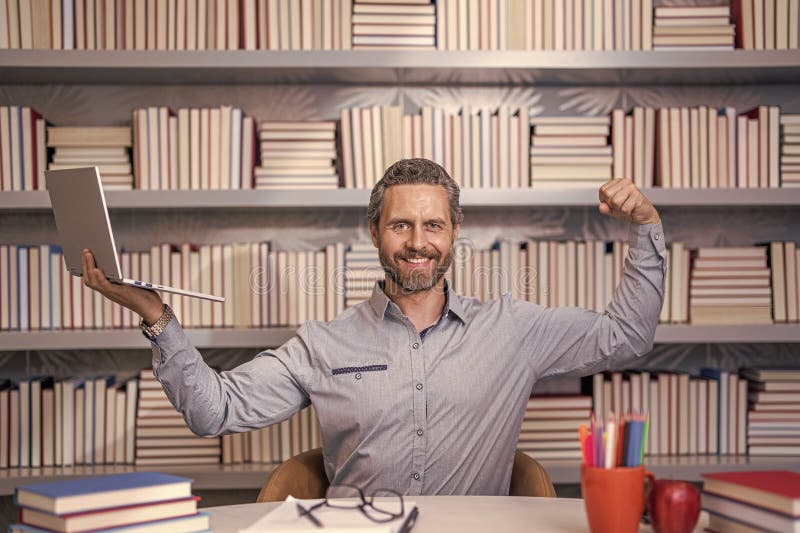 Education for Man. Remote Webinar of Man in Workplace. Video Intrview ...