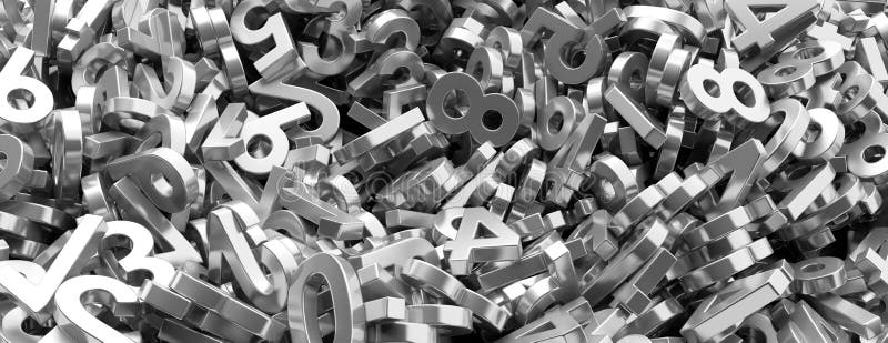 Education, Maths, Calculation Concept. Silver, Metal Figures Numbers ...