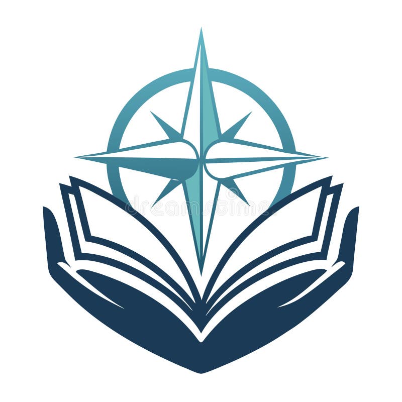 Education and Navigation: a Compass Rising from an Open Book Graphic ...