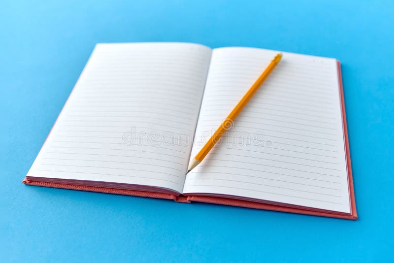 Open Notebook or Diary on Blue Background Stock Photo - Image of mockup ...