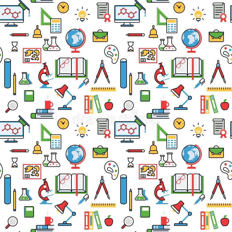 Education Objects Pattern Seamless Background Vector Texture Stock ...