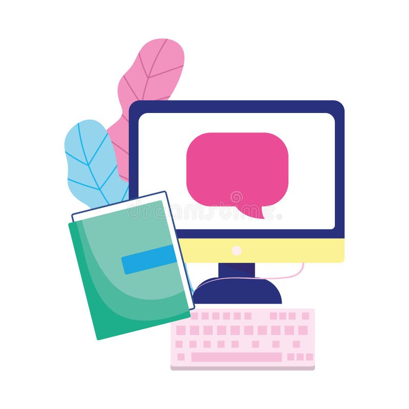 Education Online, Computer Keyboard Book Lesson Learn Stock Vector ...