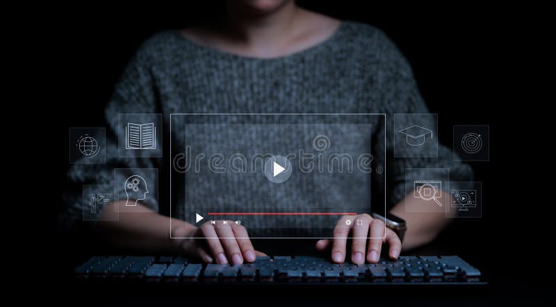 Education Online Concept. Woman Use Computer, Online Education Training ...