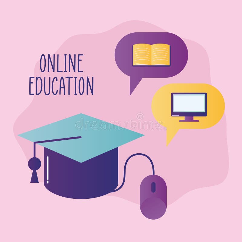 Computer with Graduation Cap Silhouette Style Icon Vector Design Stock ...