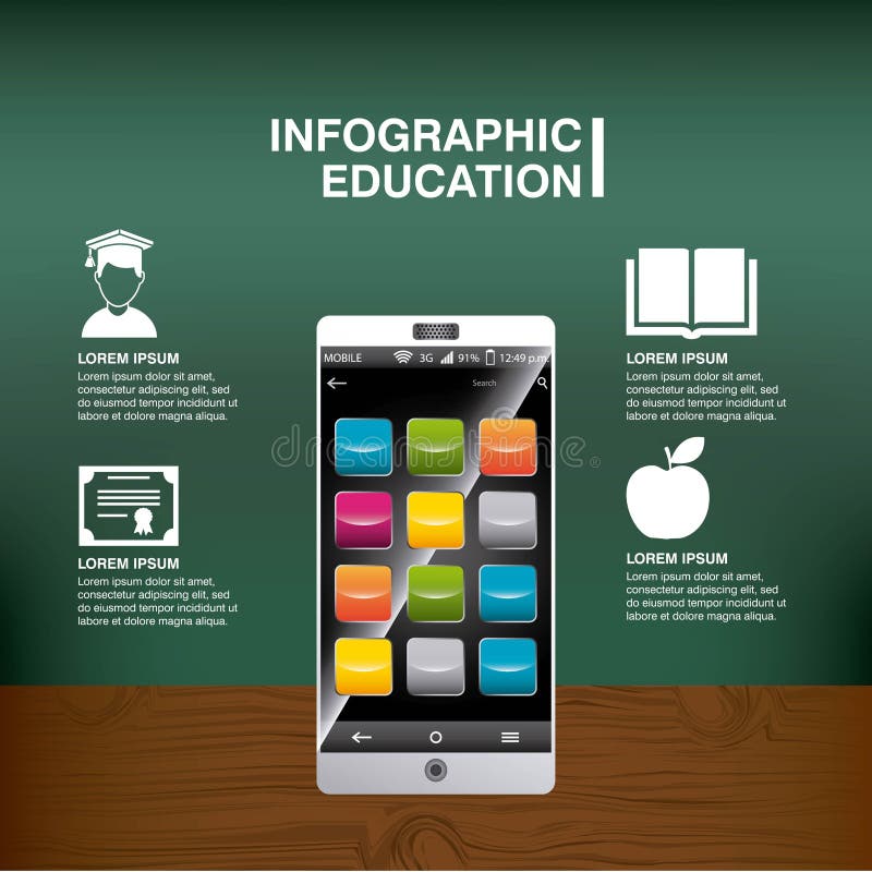 Education Online Infographic with Smartphone Stock Vector ...