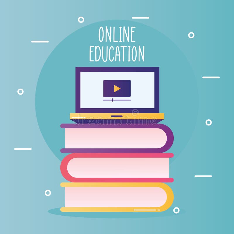 Education Online with Laptop on Books Vector Design Stock Vector ...