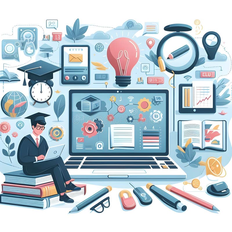 Education and Online Learning Iset Stock Illustration - Illustration of ...