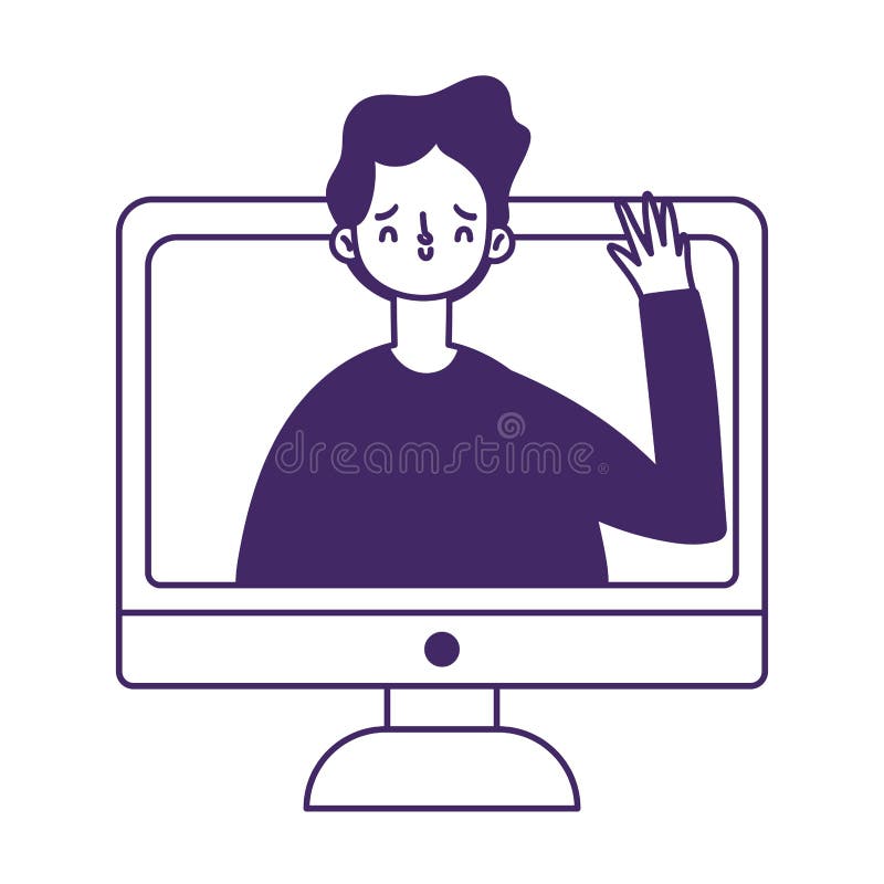 Child Waving Computer Stock Illustrations – 194 Child Waving Computer ...