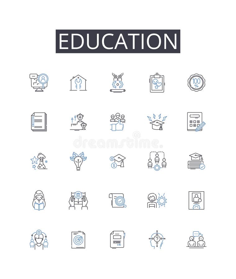 Education Line Icons Collection. Learning, Instruction, Schooling ...