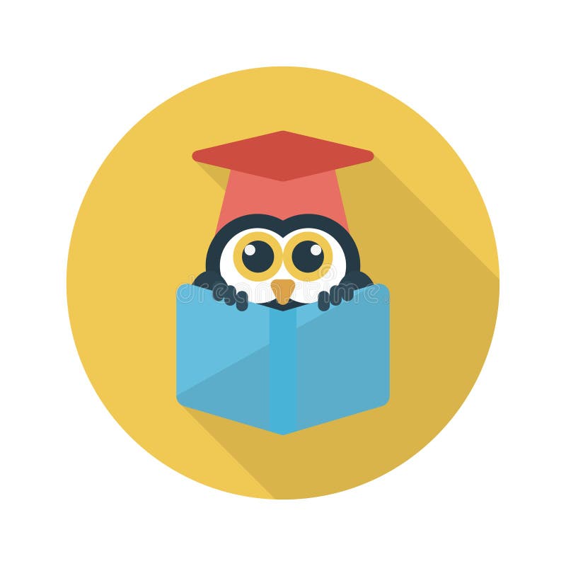 Education Owl Vector Flat Color Icon Stock Illustration - Illustration ...
