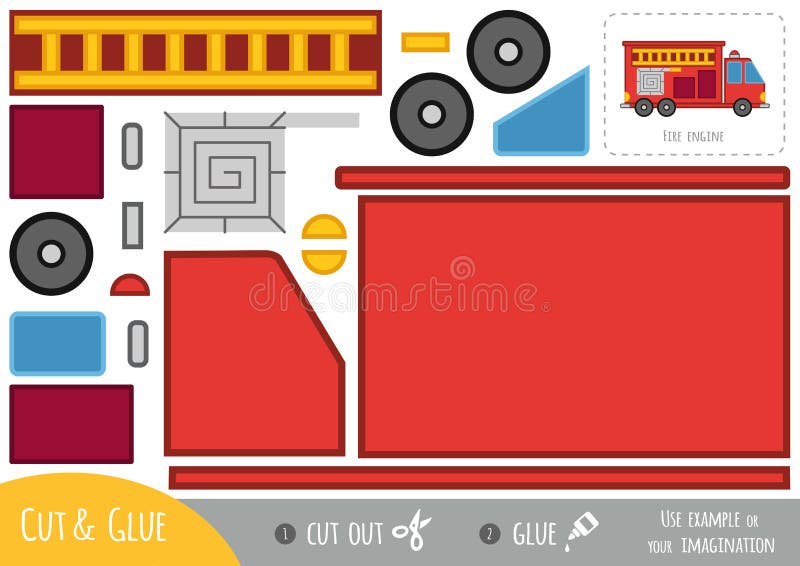 Education Paper Game for Children, Fire Engine Stock Vector ...