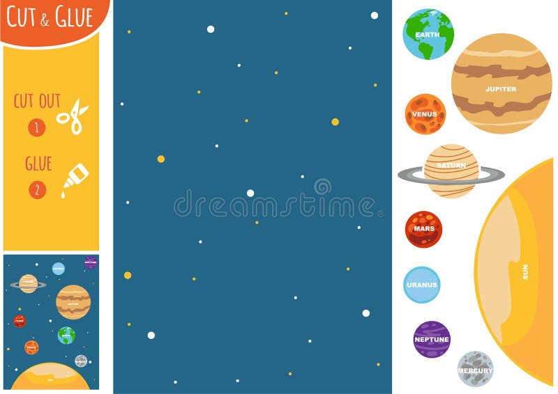 Education Paper Game for Children, Solar System Planets Stock Vector ...