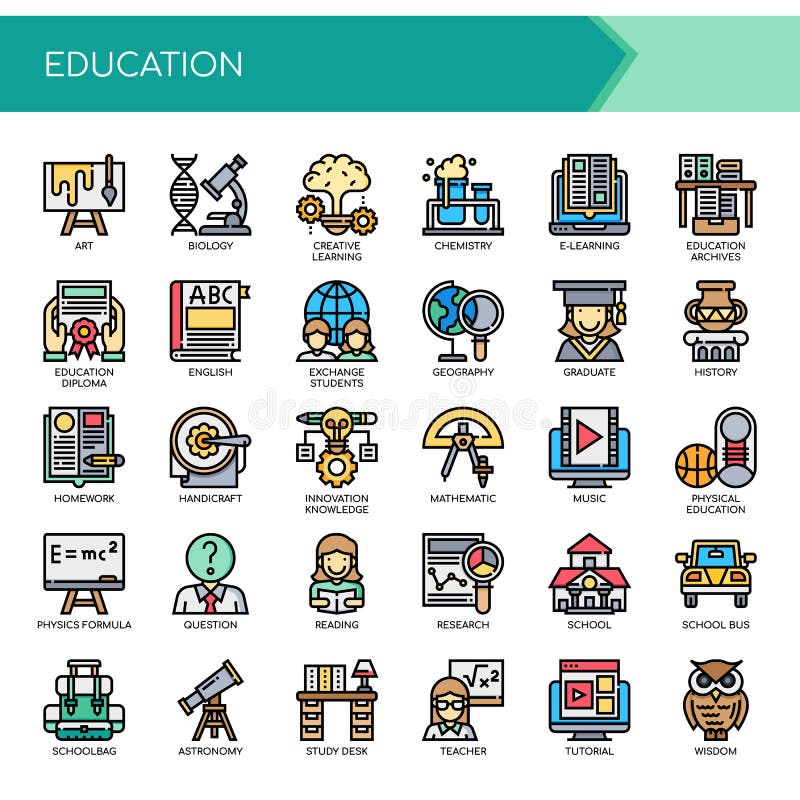 Set of education icons stock vector. Illustration of element - 61388563