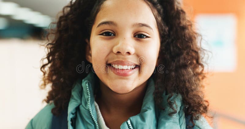 Education, Portrait and School with Girl in Library for Child ...