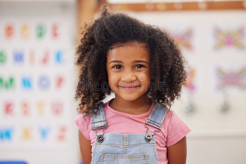 Education, Portrait and Smile of Girl Student in Classroom for ...