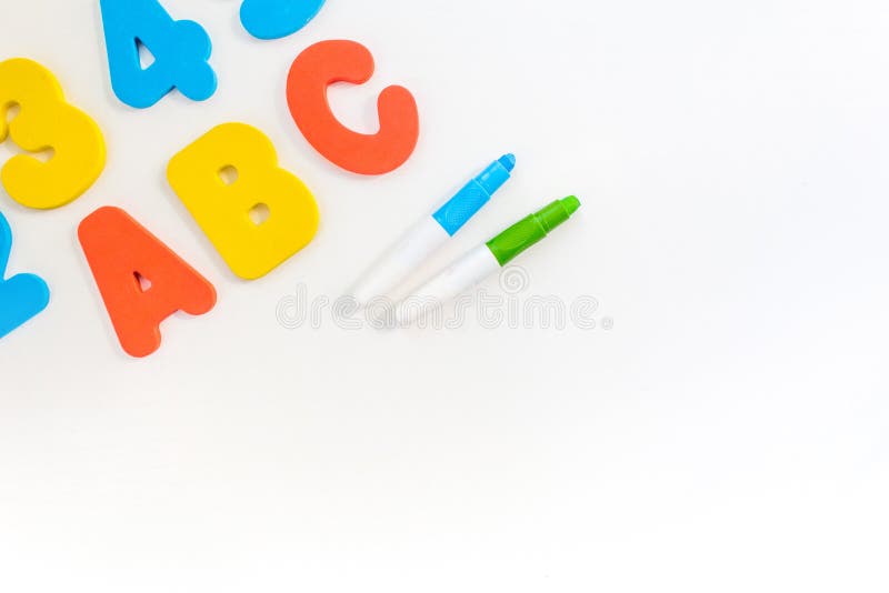 Education in Primary School. a Layout of ABC Letters, a Notebook and ...