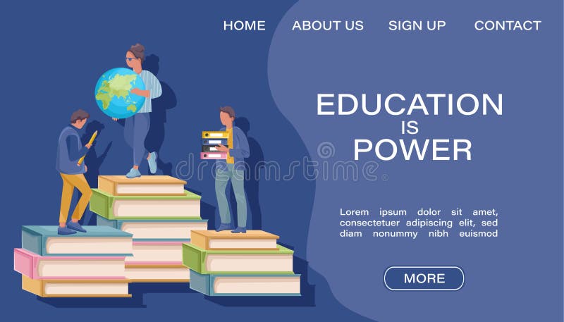 Education Program Vector Flat Style. Kids on Books Stacks. Page Courses ...