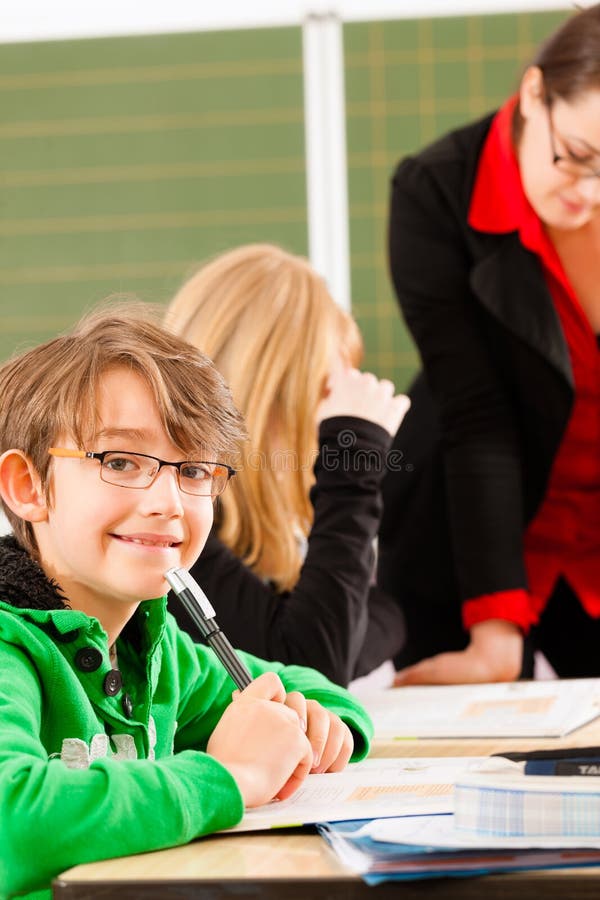 Education - Pupils and Teacher Learning at School Stock Photo - Image ...