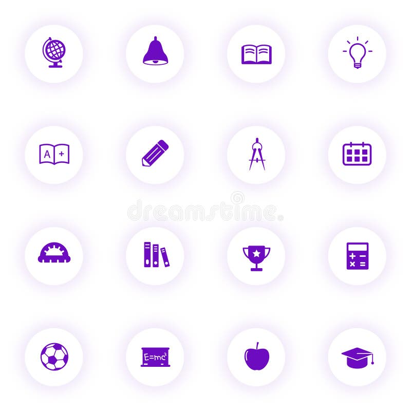 Education Purple Color Vector Icons Stock Vector - Illustration of ...