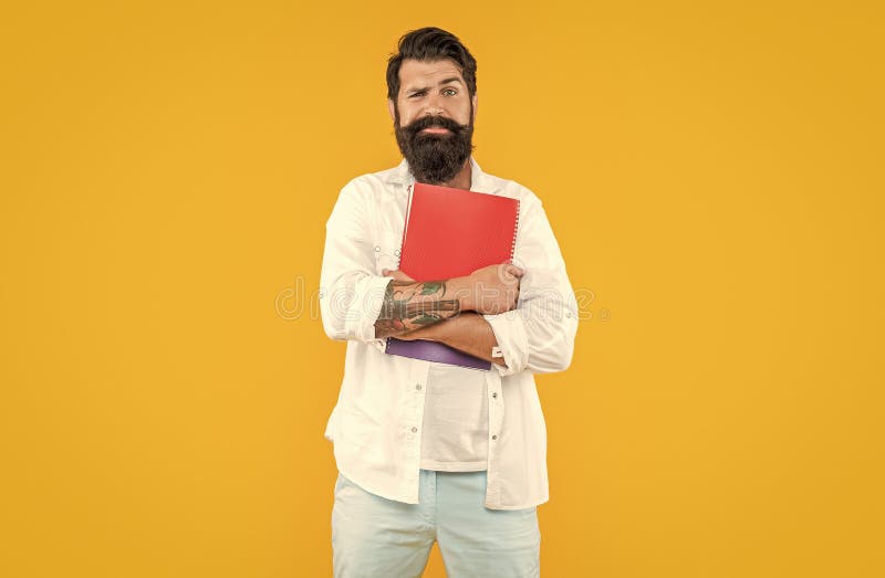 Education of Puzzled School Man Isolated on Yellow. Education of School ...