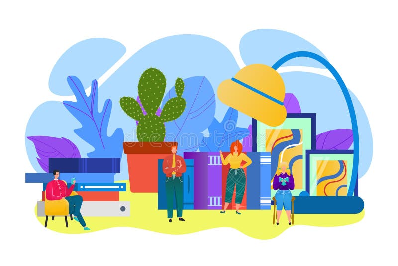Education with Read Book Concept, Vector Illustration. People Group ...