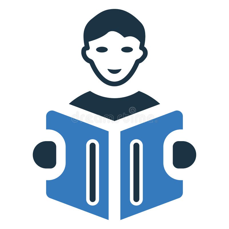 Reading Book Blue Icon with Table Light Stock Vector - Illustration of ...