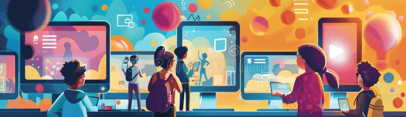 Education Reimagined Learning in the Digital Age Stock Illustration ...