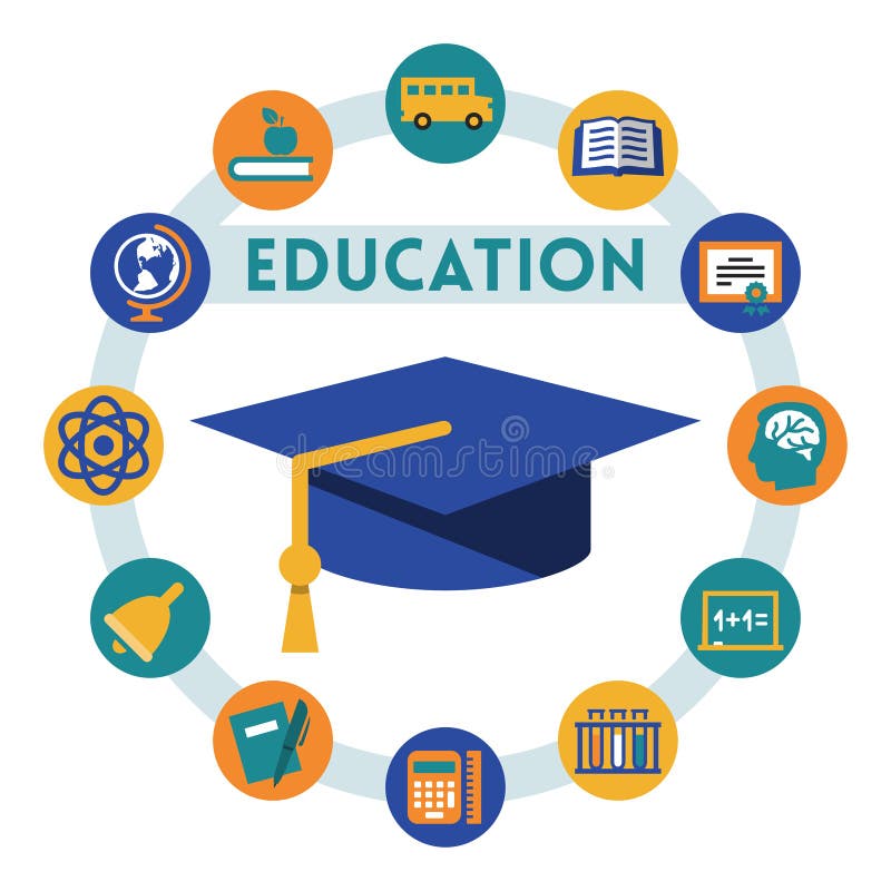 Education Related Infographic, Flat Style Stock Vector - Illustration ...