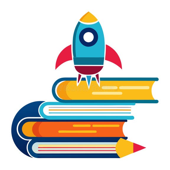 Education Rocket Launch: Colorful Illustration of Learning, Knowledge ...