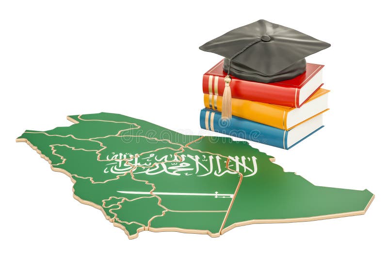 Education in Saudi Arabia Concept. Saudi Arabian Flag with Graduation ...