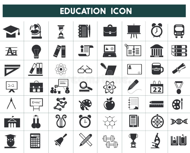 Education and School Black Pictogram Stock Vector - Illustration of ...
