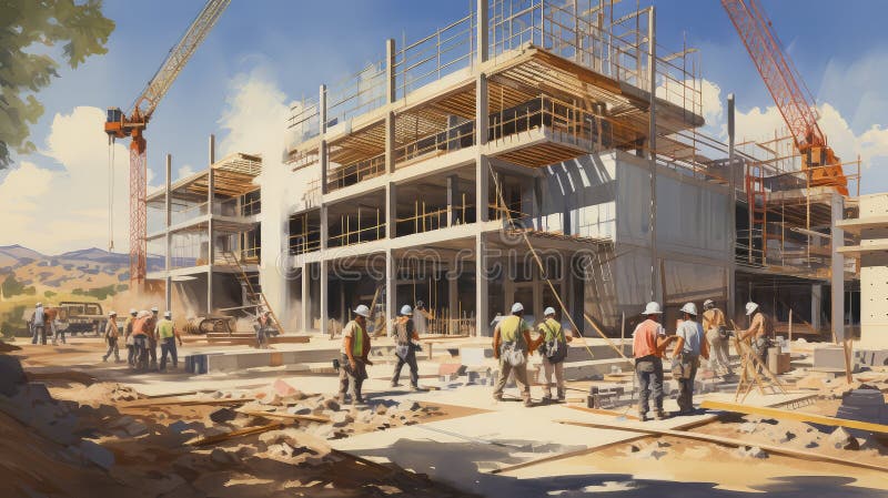 Education School Building Construction Stock Illustration ...