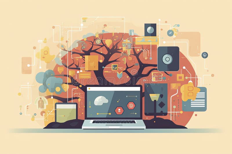 Education School Computer Network Technology Concept,vector ...