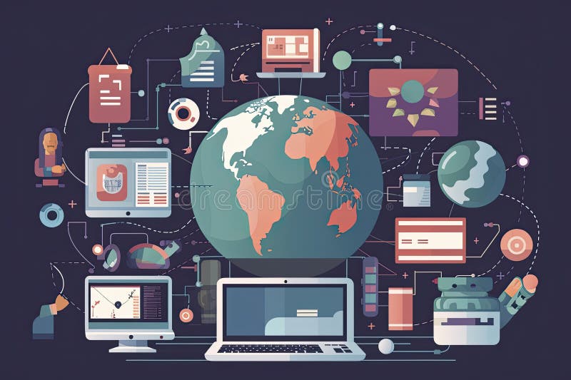 Education School Computer Network Technology Concept,vector ...