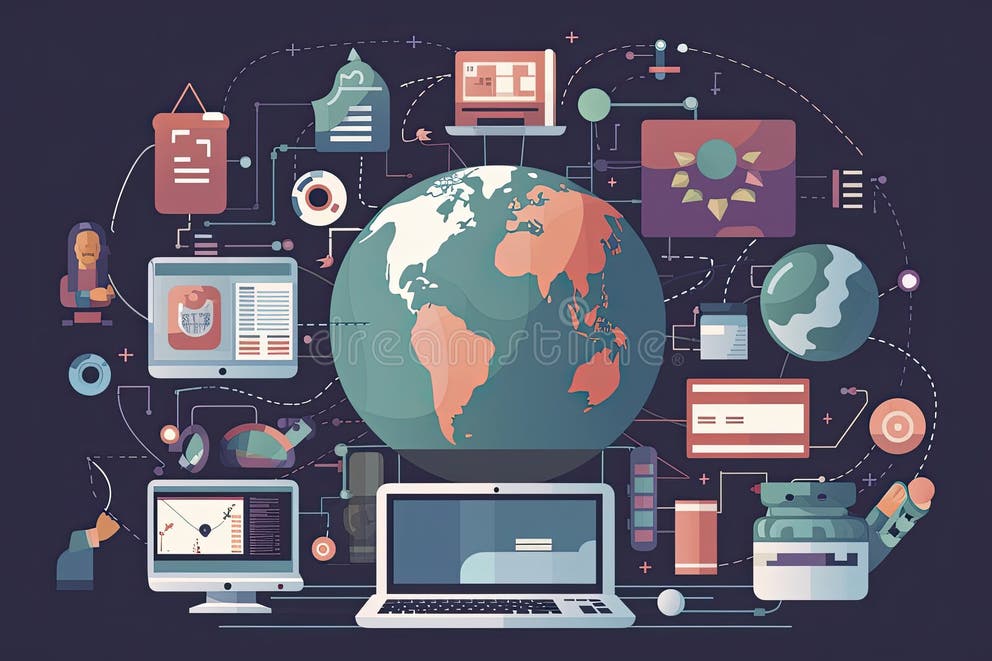 Education School Computer Network Technology Concept,vector ...