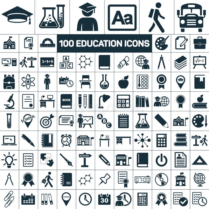 Study, Learning, Education Icon Set in Thin Line Style Stock Vector ...