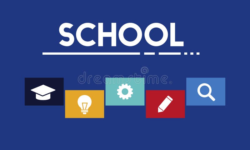 Education School Icon Boxes Concept Stock Illustration - Illustration ...