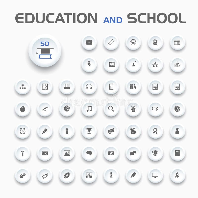 Education and School Icon Set Stock Vector - Illustration of learning ...