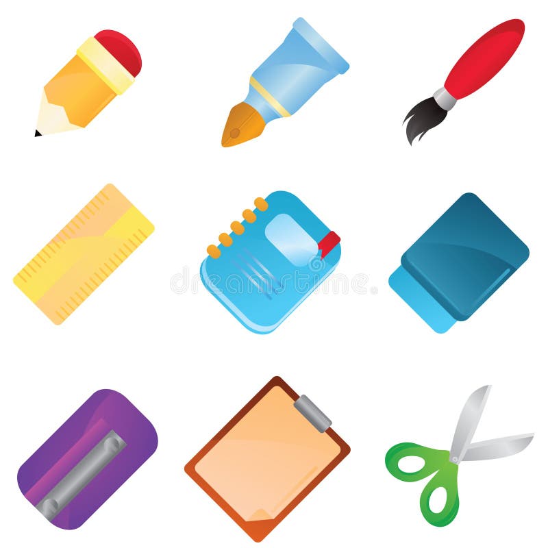 School Set. Set of Different School Items Stock Vector - Illustration ...