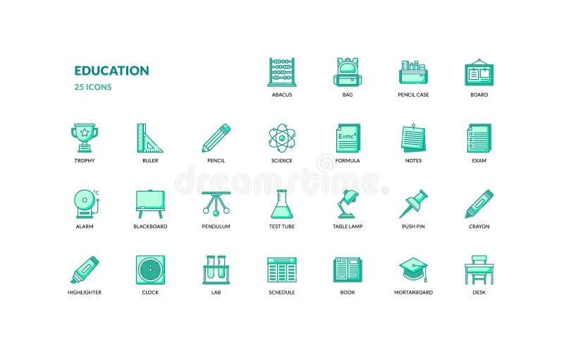 Education School Learning Detailed Green Color Icon for Web ...