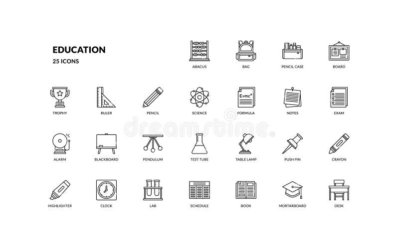 Education School Learning Detailed Thin Outline Icon for Web ...