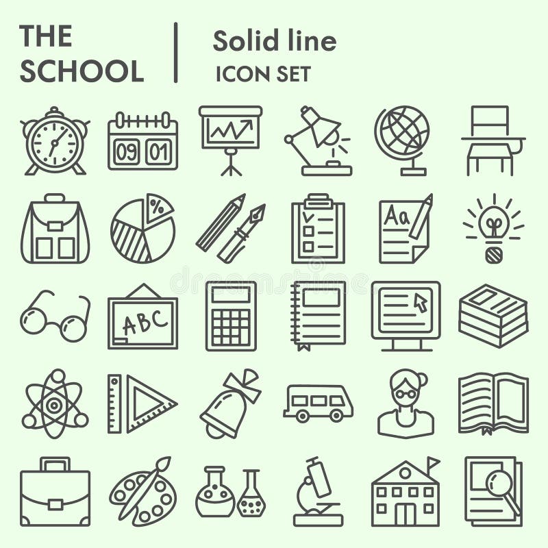 Education and School Line Icon Set, Study Symbols Set Collection or ...